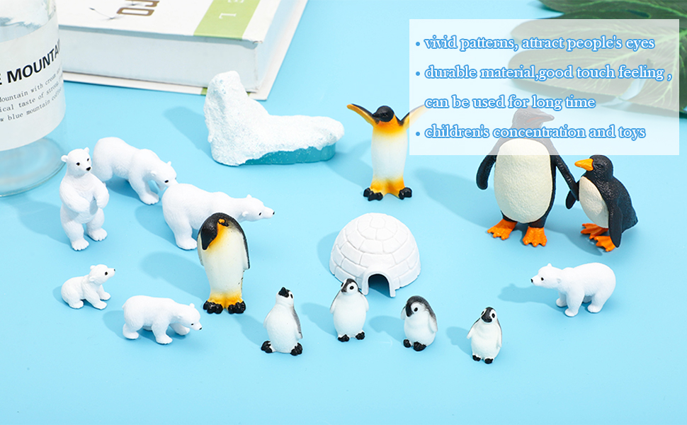 Amazon.com: ONEST 17 Pieces Mini Arctic Animals Figurines Set Polar Bear Figurines Plastic ...