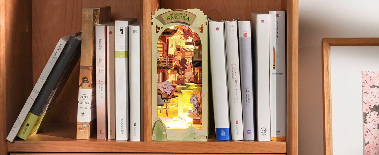 Amazon.com: Rowood Book Nook Kits for Adults,3D Wooden Puzzle Bookend,Bookshelf Decor Insert ...