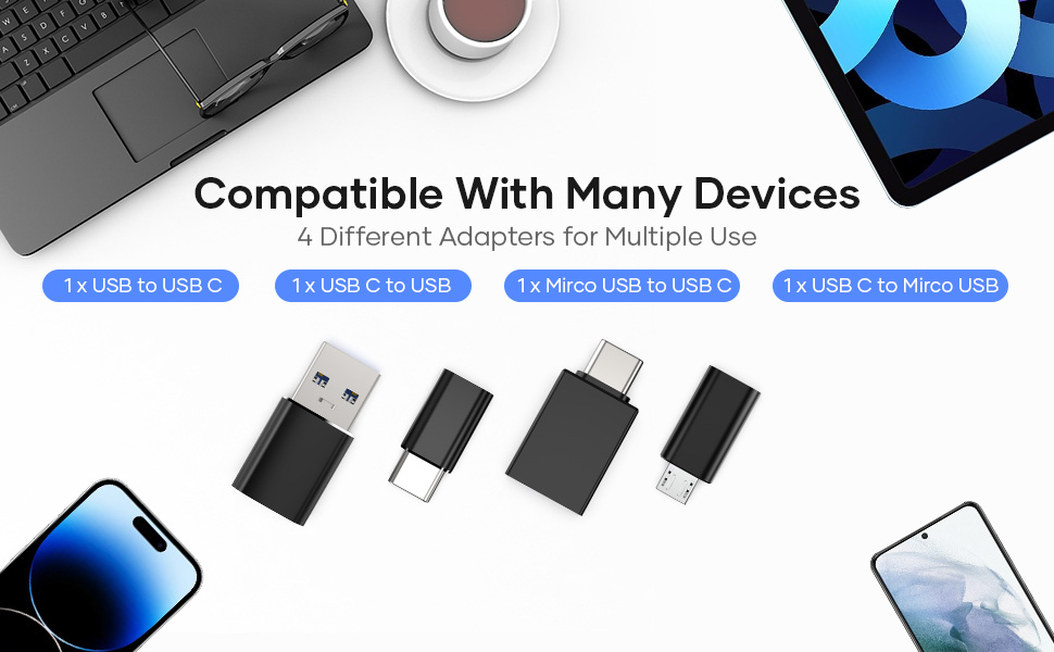 Amazon.com: USB C to USB Adapter (4 Pack) 3.1 USB C Female to USB Male ...
