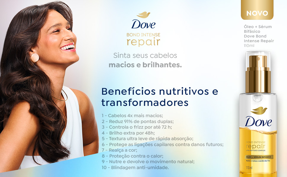 Dove Óleo + Sérum Bifásico Bond Intense Repair 110 ml : Amazon.com.br: Beleza