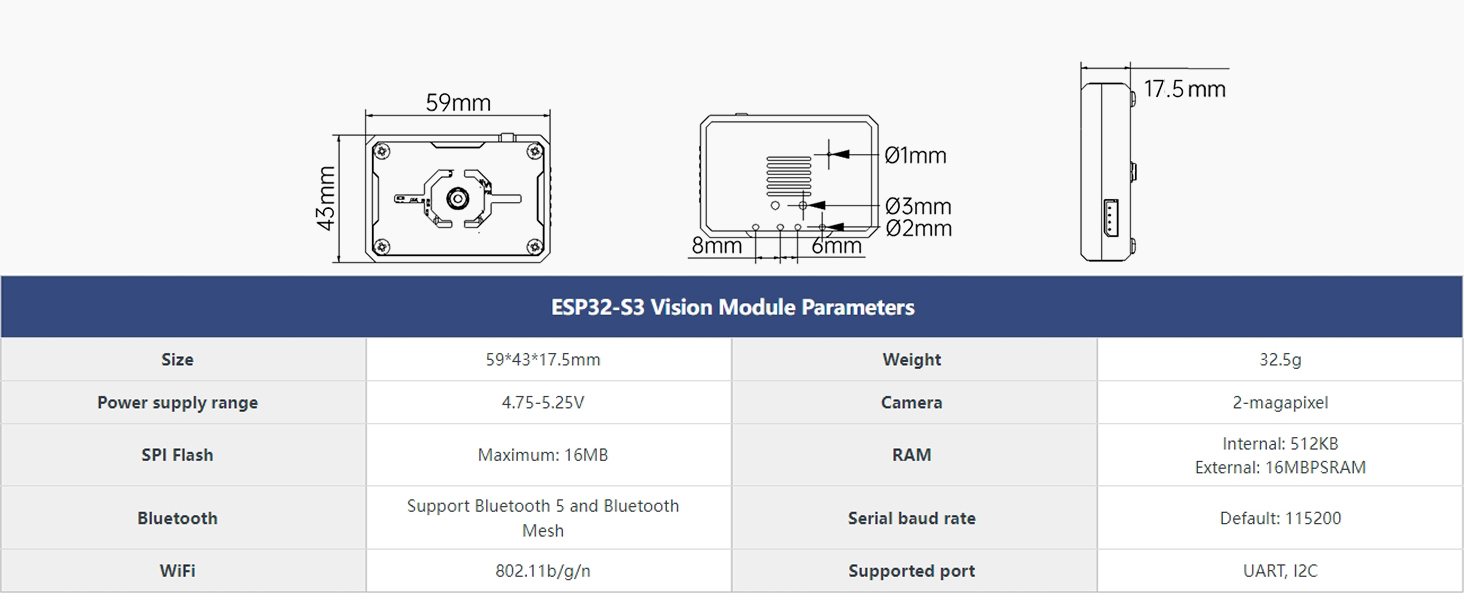 Amazon.com: LewanSoul ESP32-S3 Camera Module WiFi Bluetooth 5.0 AI ...