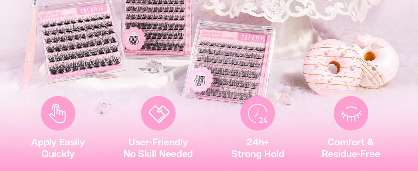 Amazon.com: CALAILIS Self Adhesive Eyelashes 60Pcs Lash Clusters Press On Lashes, No Glue Needed ...