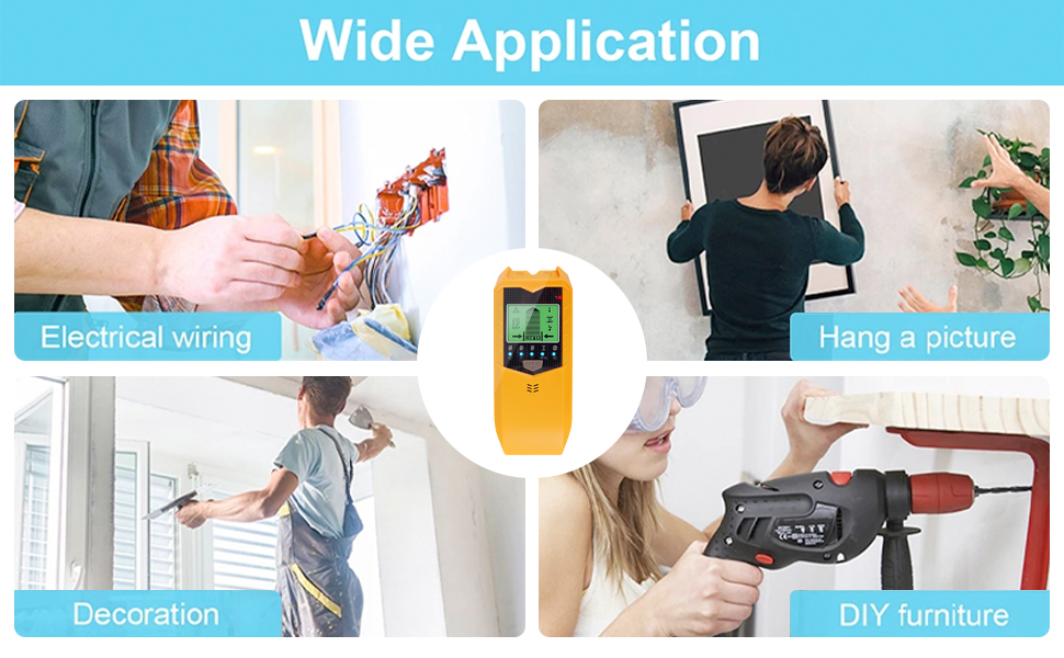 Stud Finder Sensor 5 in 1 Battery Operated SH402 Wall Scanner Detector Portable Electronic ...