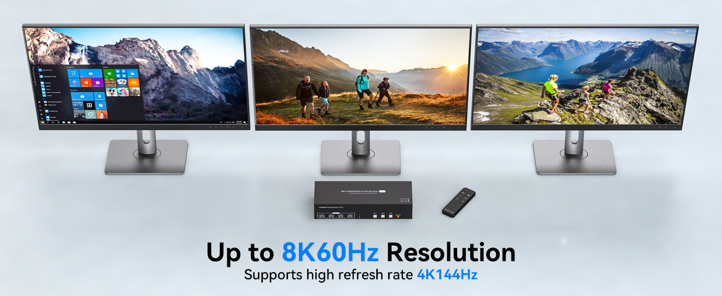 Amazon.com: PVBCTCSID 8K 2 Displayport HDMI KVM Switch 3 Monitors 3 ...