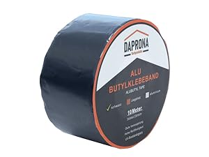 DAPRONA Butylband, Panzertape 10m x 50mm, 1 Stück Schwarz Dichtungsband Alu, Reparaturband ...
