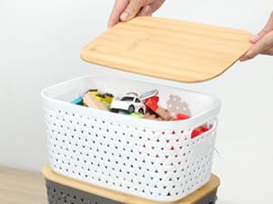 Amazon.com - AREYZIN Storage Bins with Bamboo Lids 6 Pack Lidded ...