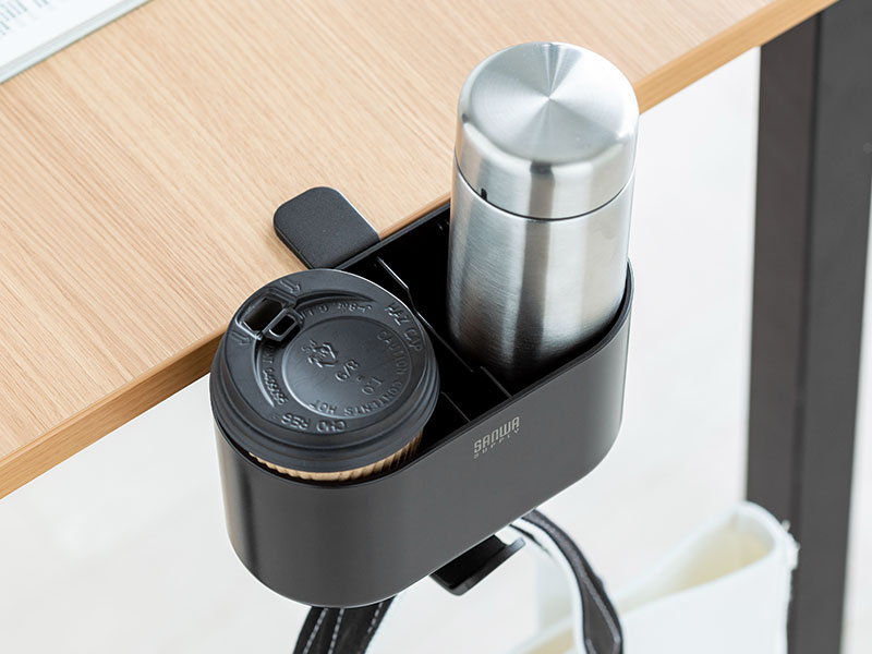 Amazon.co.jp: サンワダイレクト ドリンクホルダー デスク カバン掛け 机 耐荷重5kg クランプ ブラック 1個 200-STN070BK : 車＆バイク