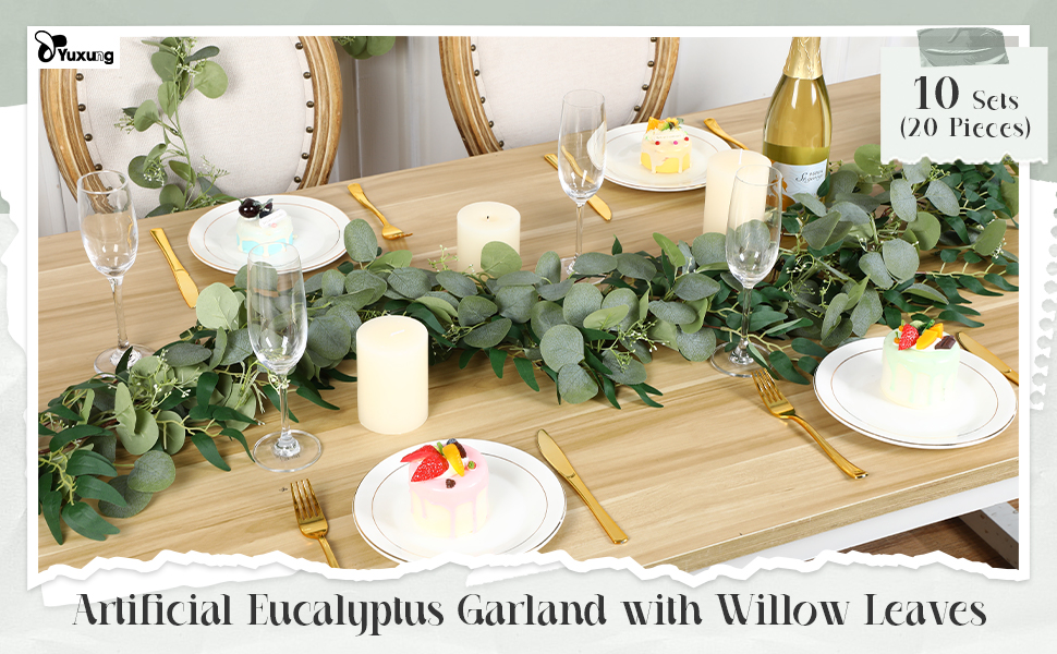 Amazon.com: 10 Sets Artificial Greenery Garlands Bulk Total 55.8 Feet Silver Dollar Eucalyptus ...