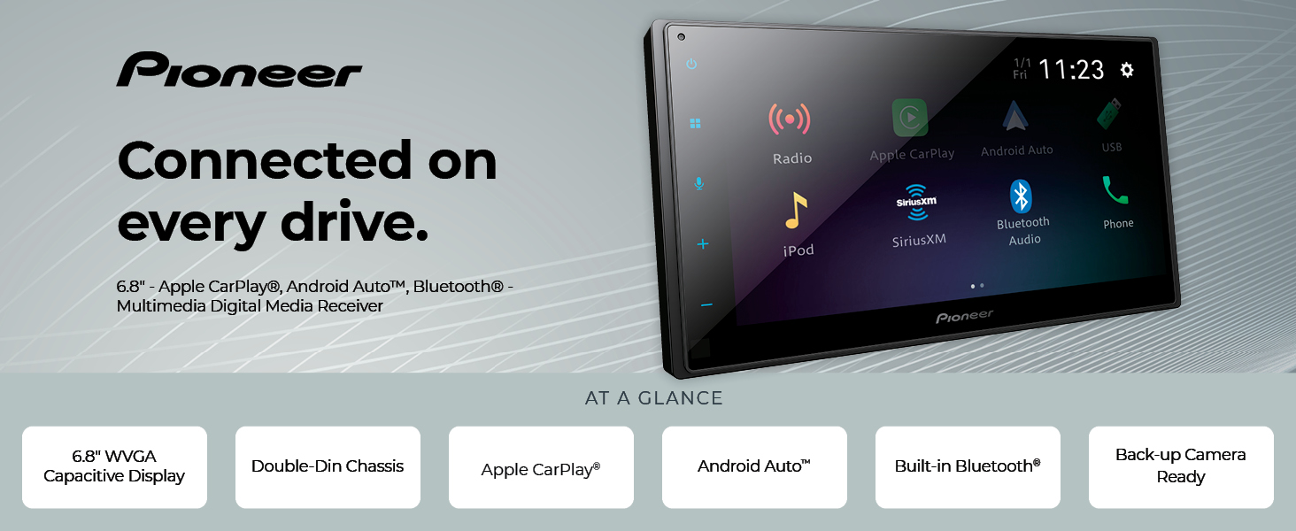 Amazon.com: Pioneer DMH-1800NEX 6.8" Double-Din Digital Multimedia Receiver - Built in Bluetooth ...
