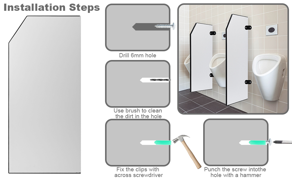 Wall-Mounted Urinal Partition - 1PCS Men’s Urinal Privacy Screen Divider Partition, Bathroom ...