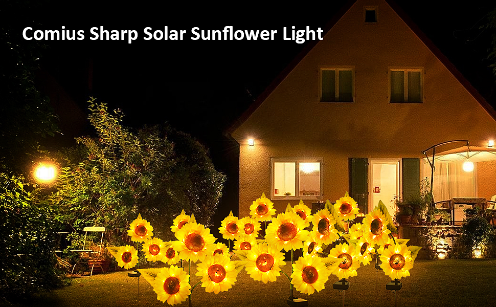 Comius Sharp Solarleuchte Sonnenblume, 2 Stück LED Solar Sonnenblume Beleuchtung Aussenleuchten ...