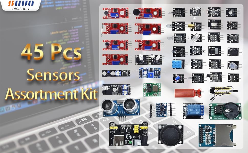 DIGISHUO 45 Pcs Sensors Assortment Kit with Storage Case |45 Sensors ...