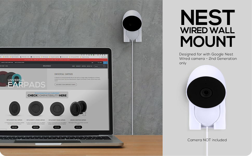 Amazon.com : Wall Mount for Google Nest Wired 2nd Generation Security Camera - Adhesive & Screw ...