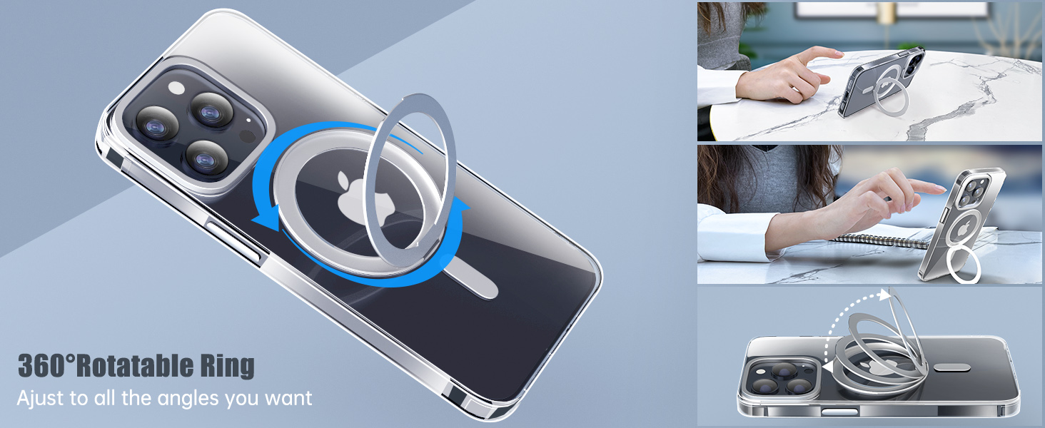Amazon.com: GRADETEK Designed for iPhone 15 Pro Max Case Compatible with MagSafe, 360°Rotatable ...