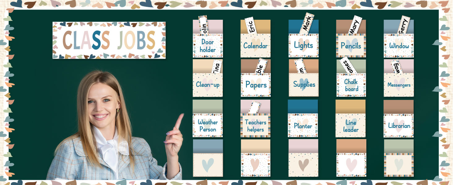 Amazon.com: 81 Piece Boho Class Jobs Bulletin Board Boho Welcome ...