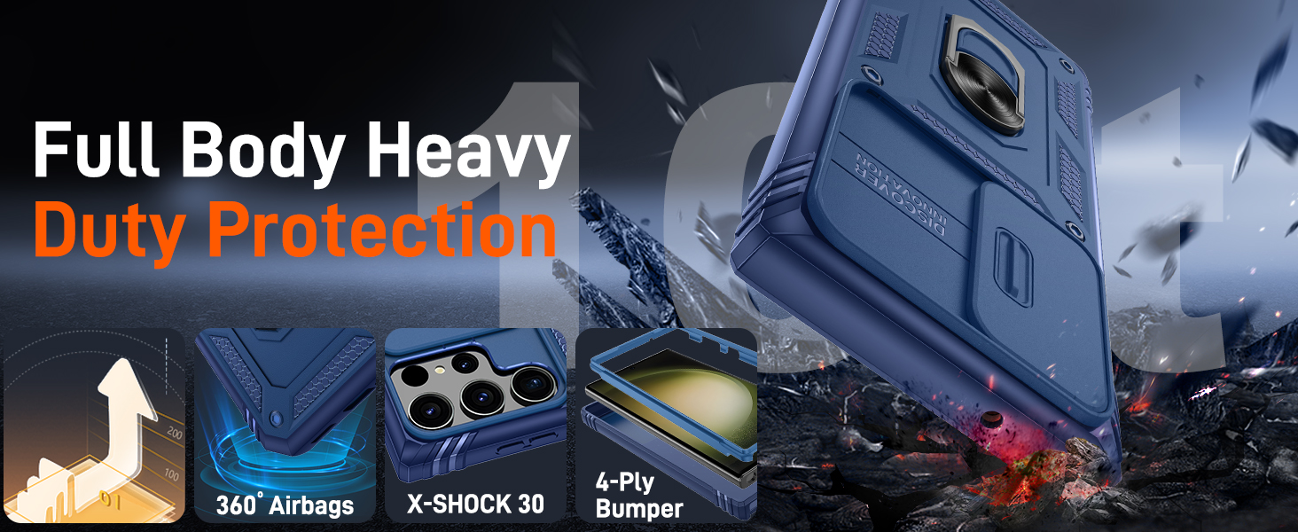 Pilaru 3 in 1 for Samsung S23 Ultra Case | With Front Frame | [Separate] 2 Screen Protectors ...