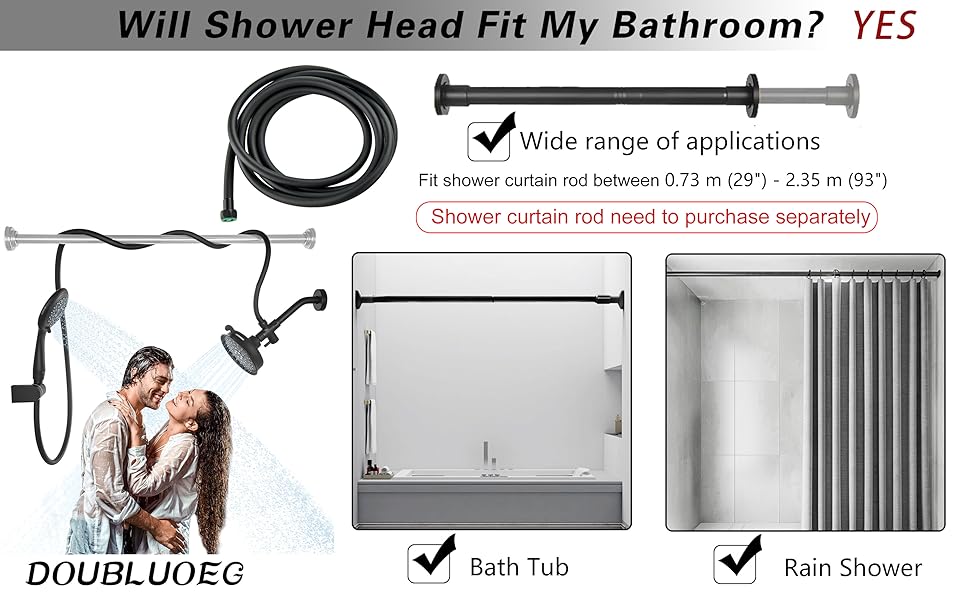 DOUBLUOEG Dual Shower Head for Couples with 5 Spray Modes High Pressure Double Tandem Shower ...