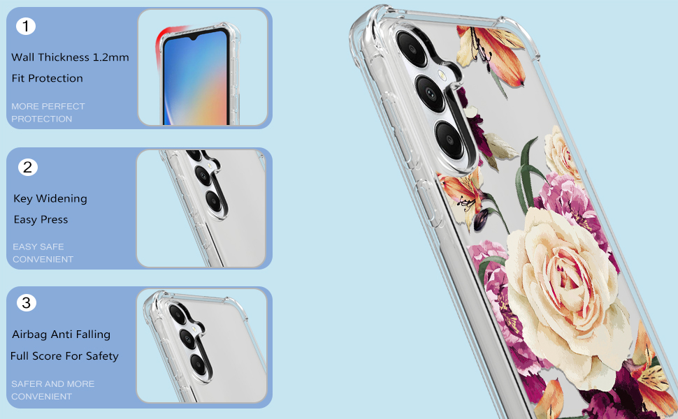 Amazon.com: for Samsung Galaxy A35 5G Case: Women Girls Flower Floral with Screen Protector ...