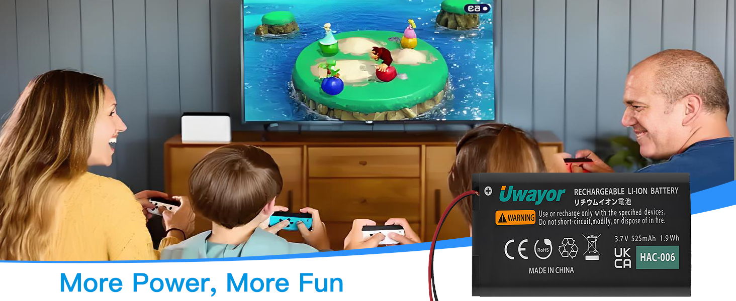 Amazon.com: Uwayor Joy Con Battery Replacement, 4 Pack HAC-006 Battery for Nintendo Switch HAC ...