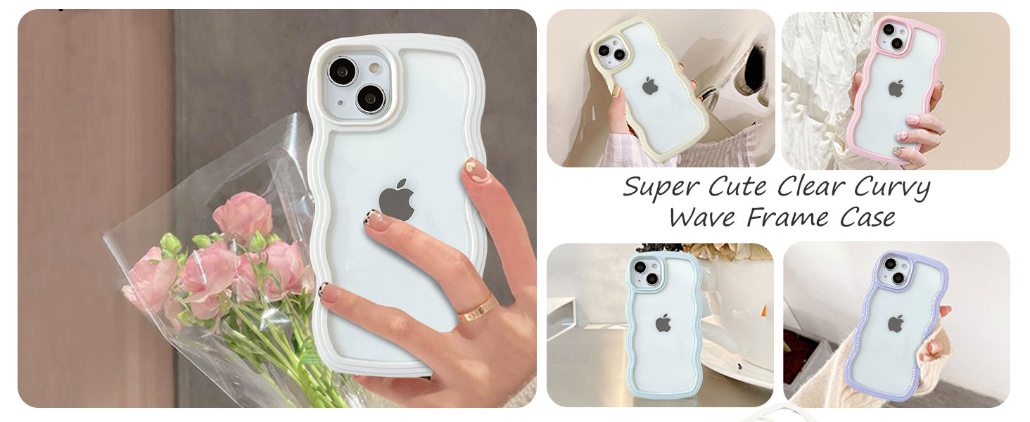 Amazon.com: UEEBAI Wave Frame Clear Case for iPhone 11 6.1 inch, Curly Clear Phone Case, Cute ...