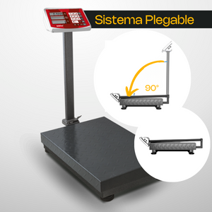 VINSON, Báscula de Plataforma Plegable, 400 kg / 100 g. Indicador con Pantalla Peso, Precio y ...