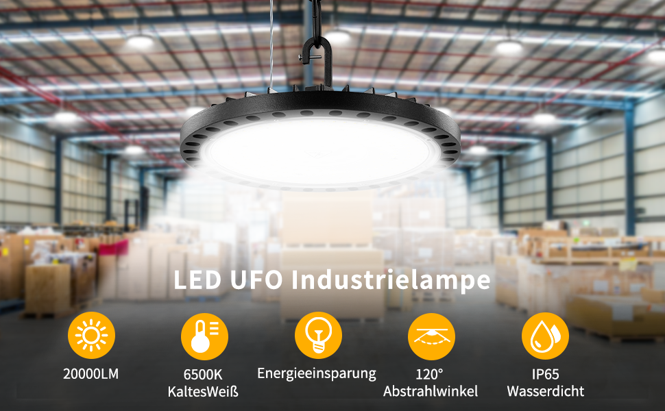 LED UFO Industrielampe,200W 20000LM Superhell Hallenstrahler LED,6000K Kaltweiß LED ...