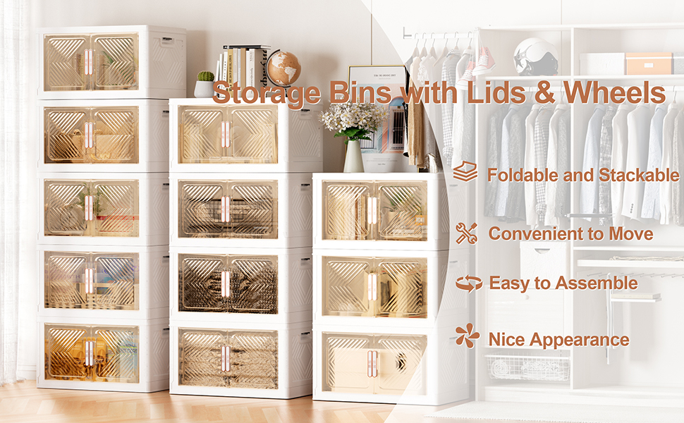 pioncrey 350L Storage Boxes with Lid, 70L 5 pack Large Capacity ...