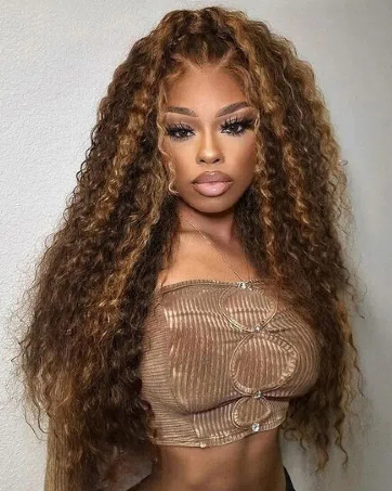 Amazon.com : ACIWP Highlight Ombre Lace Front Wig Human Hair Pre Plucked 13x6 HD Honey Blonde 4/ ...