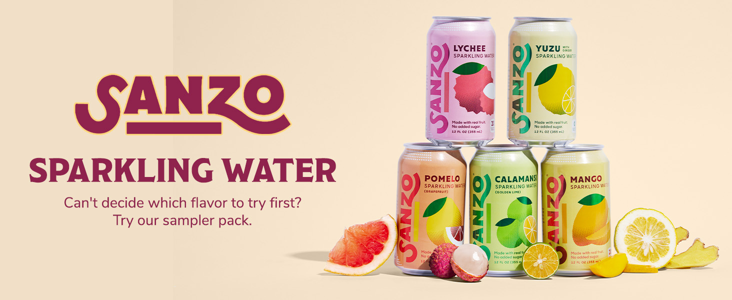 Amazon.com: Sanzo Flavored Sparkling Water Variety 12-Pack - Lychee (Berry), Yuzu (Lemon ...