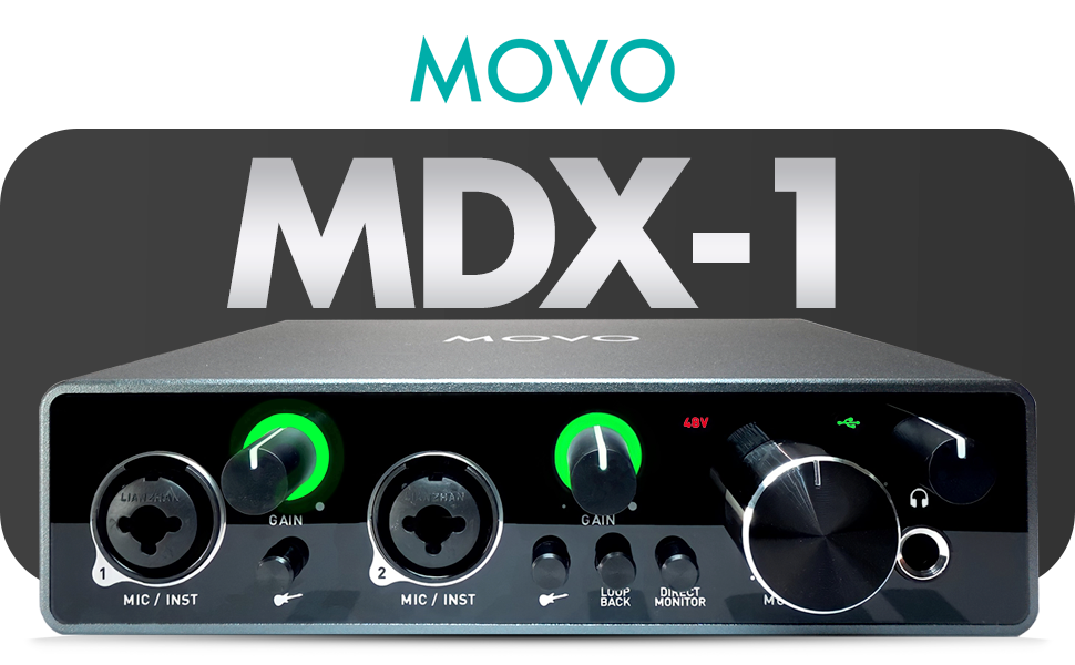 Amazon.com: Movo MDX-1 2x2 USB Audio Interface: Dual Channel with 48V Phantom Power - Premium ...