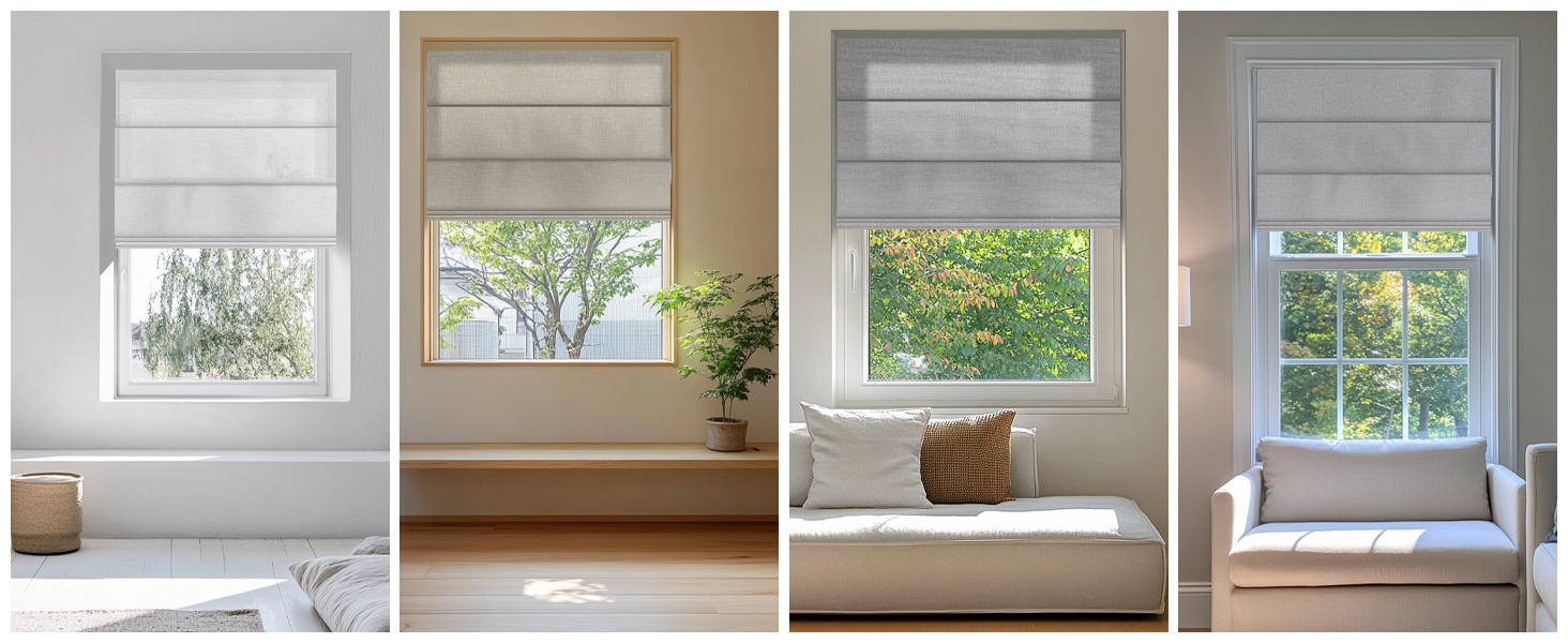 Amazon.com: Sulugood No Drill Roman Shades for Windows No Tools Roman Shades, UV Protection ...