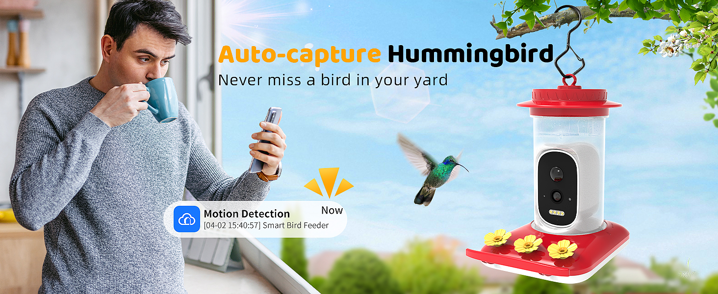 Amazon.com : Hummingbird Feeder with Camera Solar Powered, 2.5K AI Bird Recognition with Auto ...