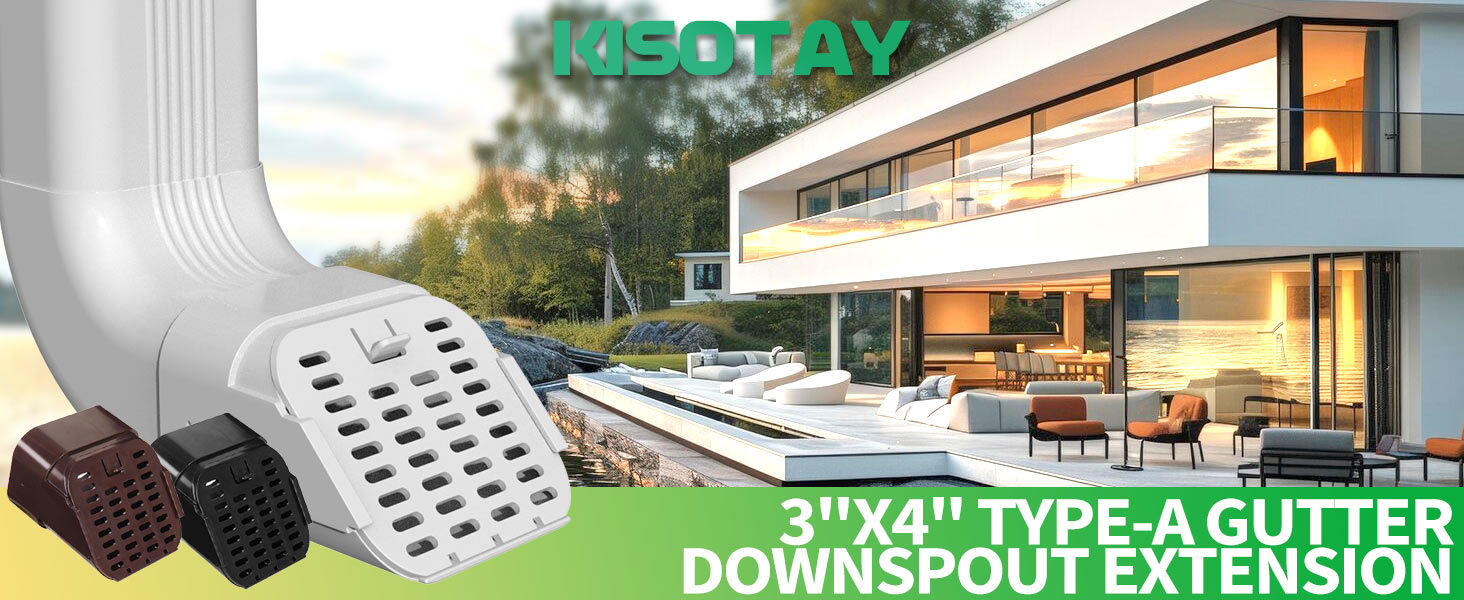 Kisotay 3"x4" Type-A Gutter Downspout Extensions, Removable Downspout ...