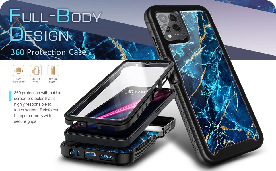 Amazon.com: NZND Case for T-Mobile REVVL 6 Pro 5G with [Built-in Screen Protector], Full-Body ...