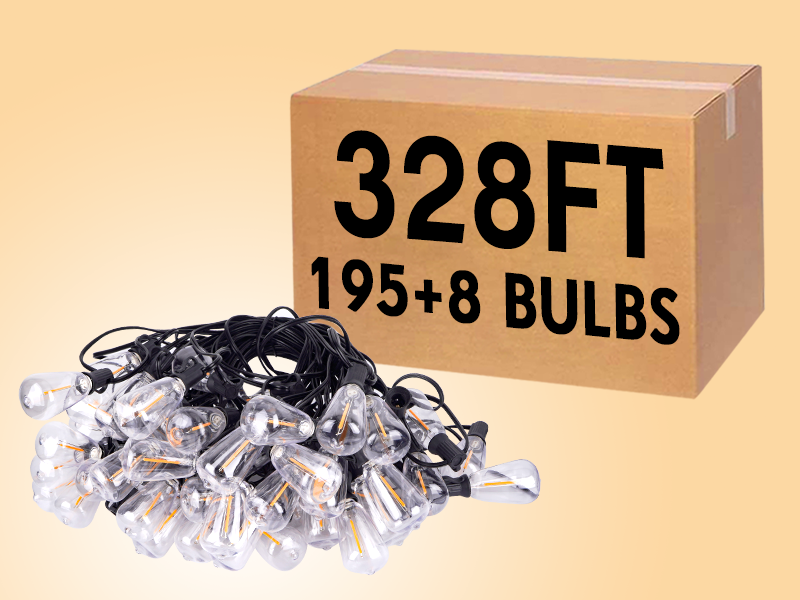 KNONEW 328FT Outdoor String Lights with Dimmer, Outside Dimmable Patio Lights 195 Shatterproof ...