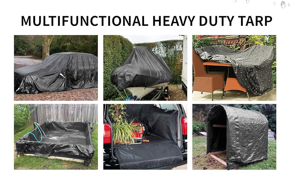 Amazon.com: TARPAL Tarp 6x8 Heavy Duty Tarps (2Pack) 14mil D-Shaped Metal Ring Waterproof UV ...