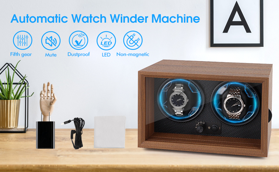 Amazon.com: CAJESA Double Watch Winders for Automatic Watches, Dual Watch Winder Box for Rolex,4 ...