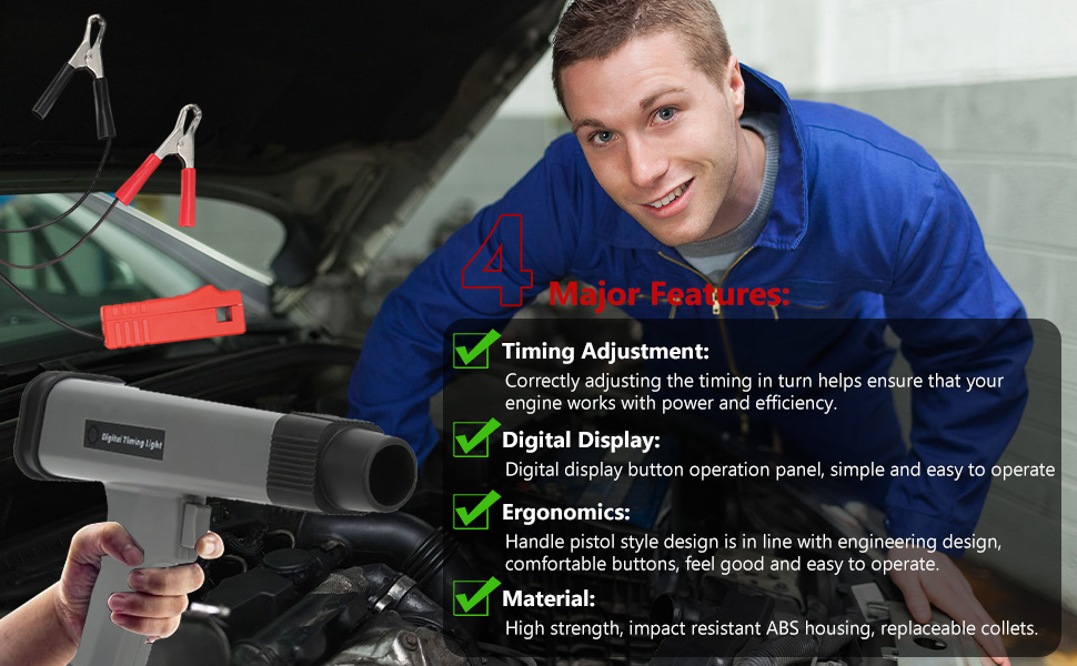 Digital Timing Light 12v Led Display Automotive Ignition Timing Light Portable Inductive Strobe