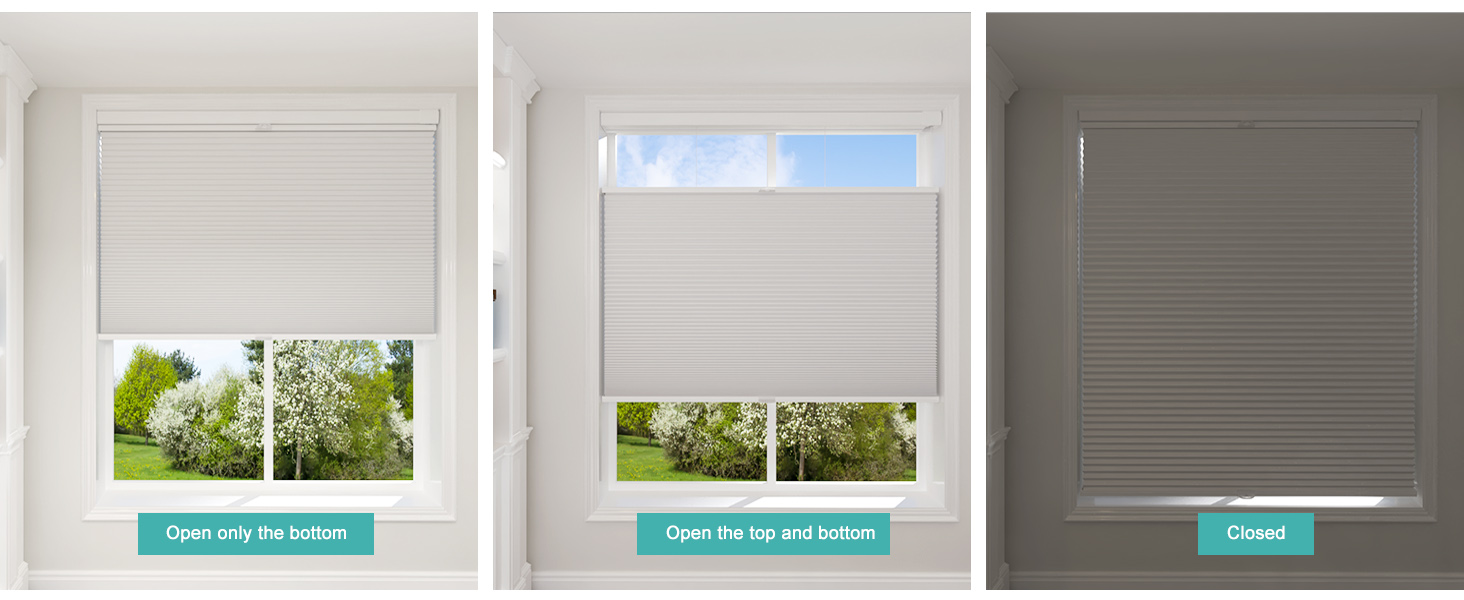 Amazon.com: Changshade No Drill Custom Top Down Bottom Up Cellular Shades, No Tools Custom ...