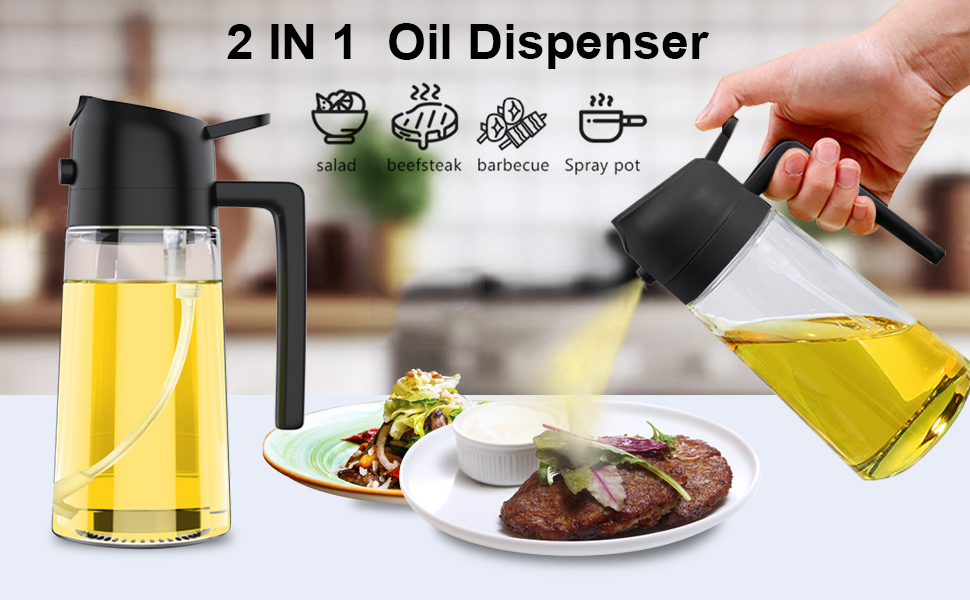 Ding Xi - Botella dispensadora de aceite para cocina, dispensador de aceite 2 en 1 y ...