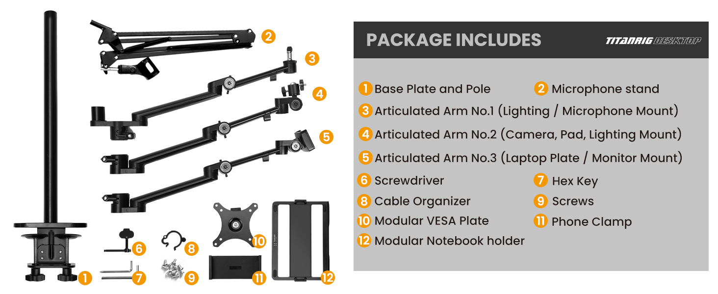 Amazon.com : TARION Camera Arm Mount for Streaming: 4-in-1 Overhead Camera Desk Mount Stand ...