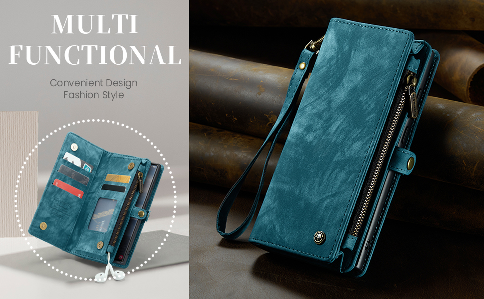 Amazon.com: Kowauri Wallet Case for Samsung Galaxy S24 Ultra,Zipper Purse Folio Leather Wallet ...