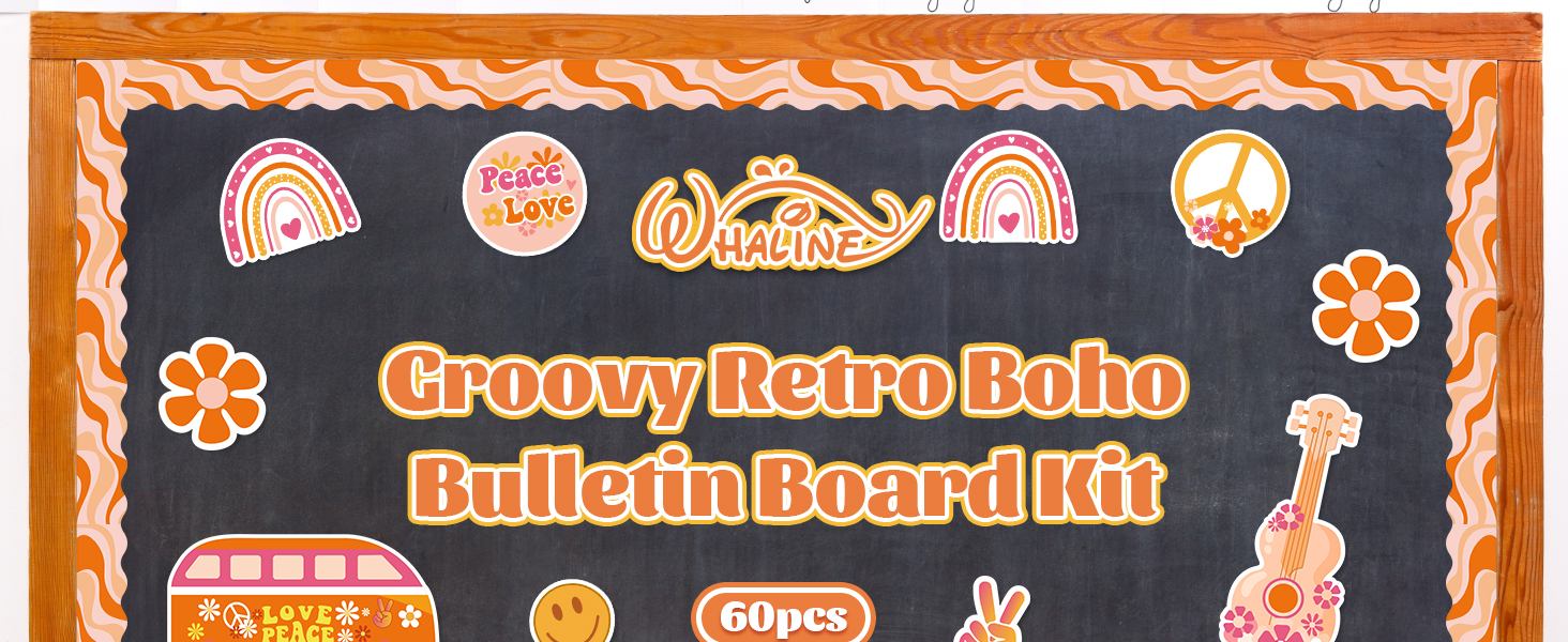 Amazon.com: Whaline 60Pcs Groovy Back to School Bulletin Board Kit Pink ...