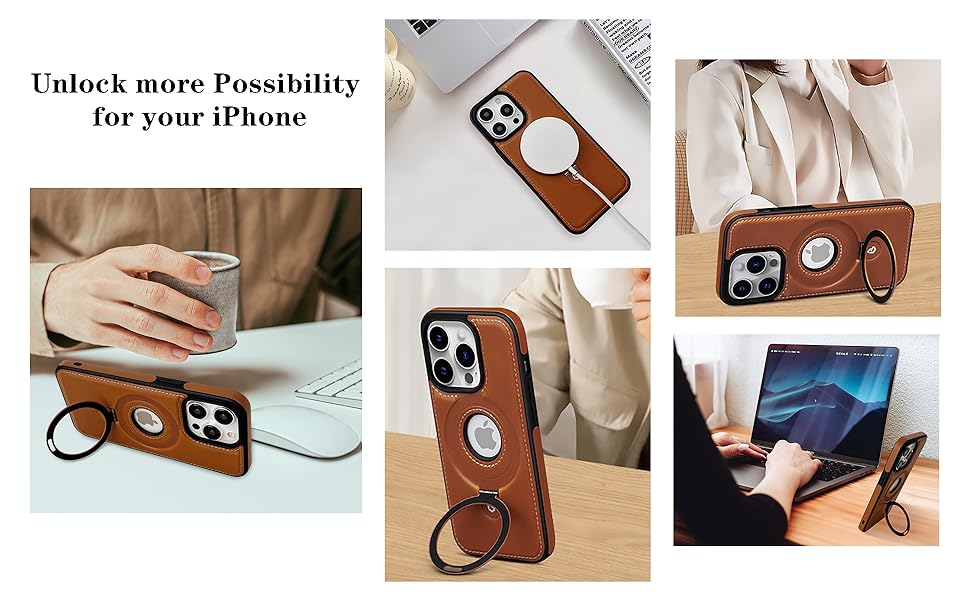 Amazon.com: Eiyikof Compatible for iPhone 14 Pro Max Leather Material Case, Metal Magnetic ...