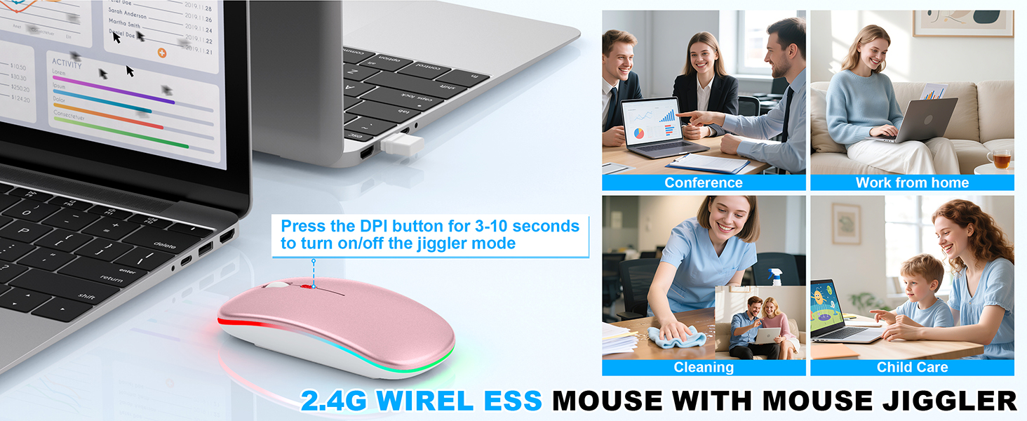 Amazon.com: LED Bluetooth Wireless Mouse for MacBook Air Mac Pro Laptop iPad –Rechargeable ...