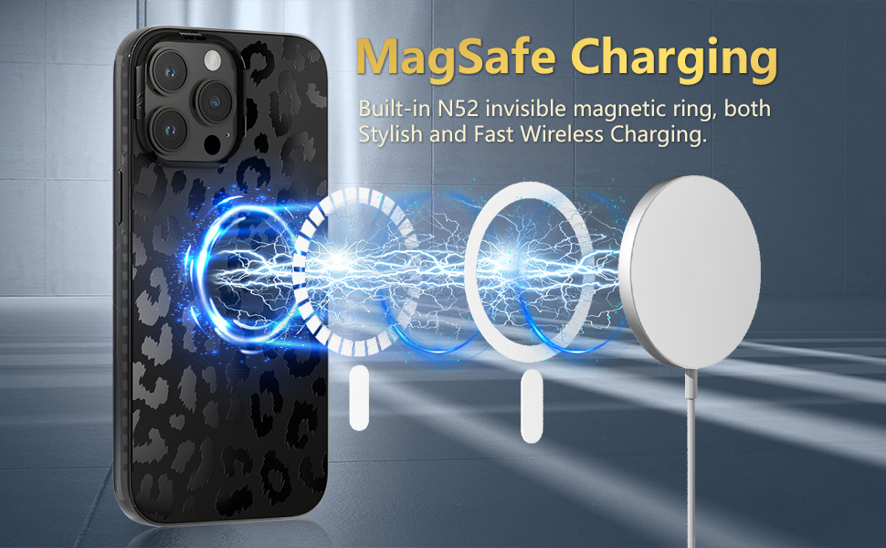 Amazon.com: Scorpify for iPhone 15 Pro Max Case Black Leopard Design, Compatible with MagSafe ...