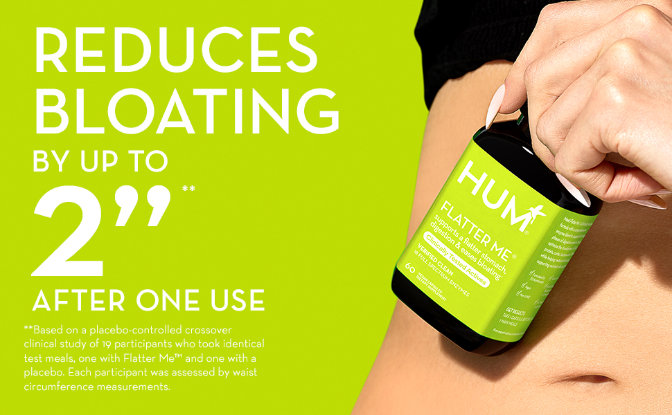 Amazon.com : HUM Flatter Me Supplement for Daily Bloating - 18 Full Spectrum Digestive Enzymes ...