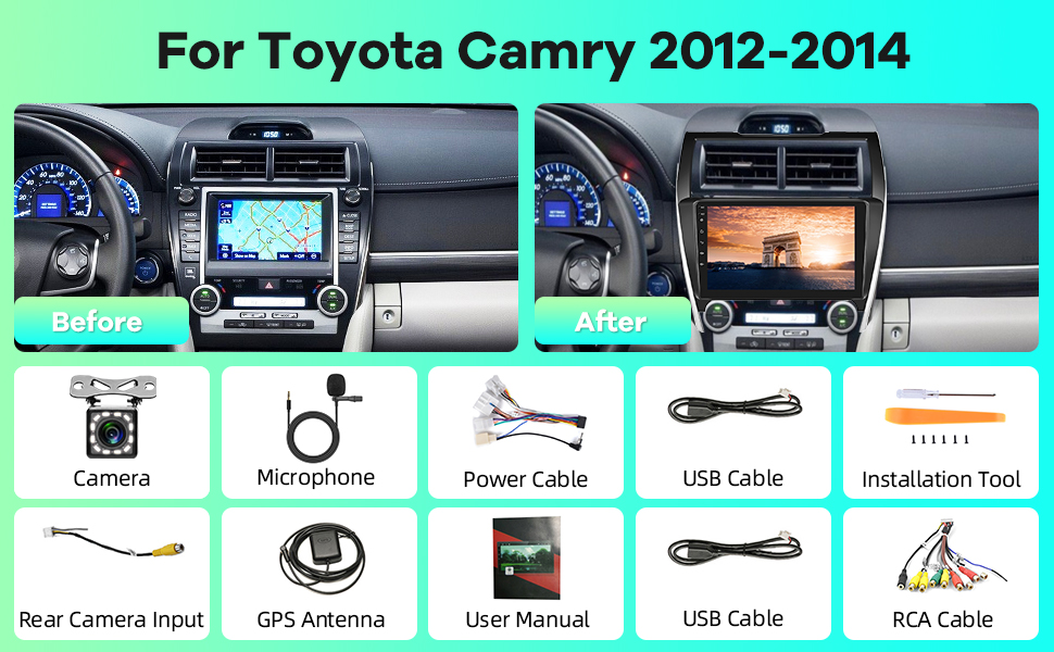 Amazon.com: Car Radio for Toyota Camry 2012 Camry 2013 Camry 2014 Android Car Stereo with GPS ...