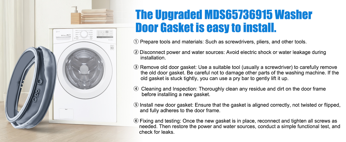 Upgraded MDS65736915 Washer Door Boot Gasket Compatible with LG Washer Door Seal WM3400CW ...