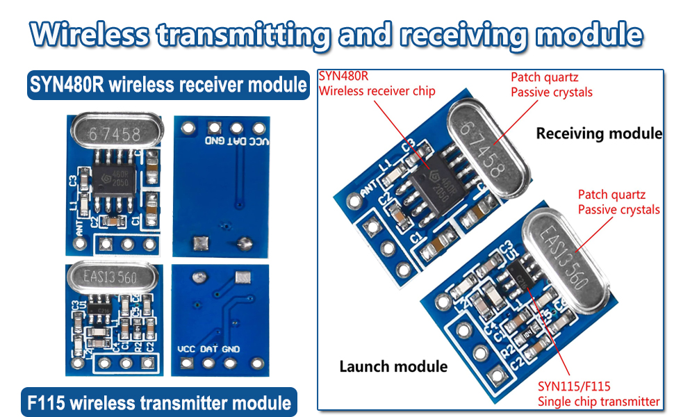 Amazon.com: QCCAN 5 Sets 433MHZ Wireless Transmitter & Receiver Board Module SYN115 SYN480R Ask ...